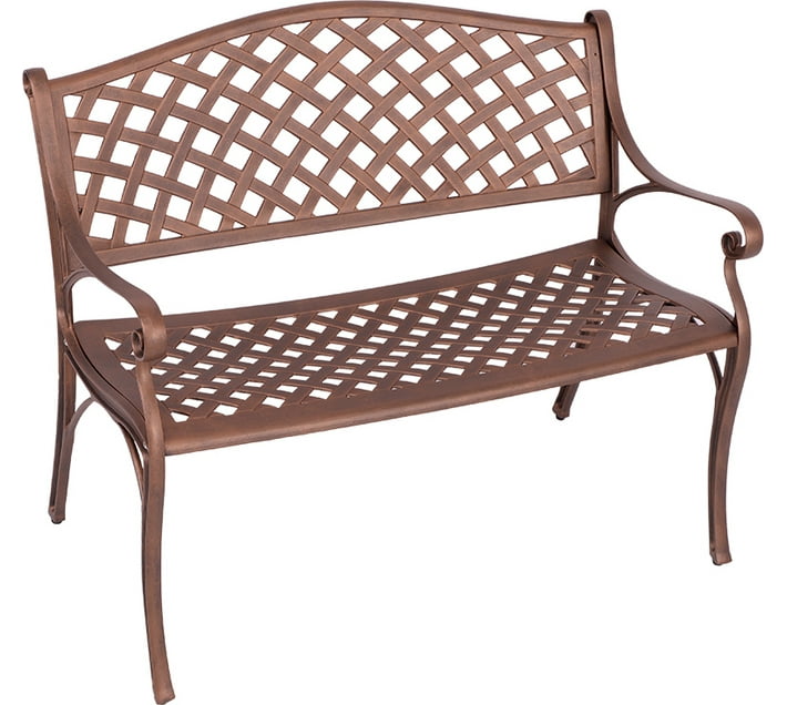 Anray Lattice Bench-BC Metal Patio Dining Chair (Copper, 1, Knock Down ...
