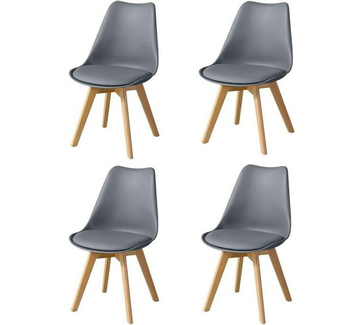 Dining Chair Solid Wood Dining Chair (Set of 4, Finish Colour - GRAY ...
