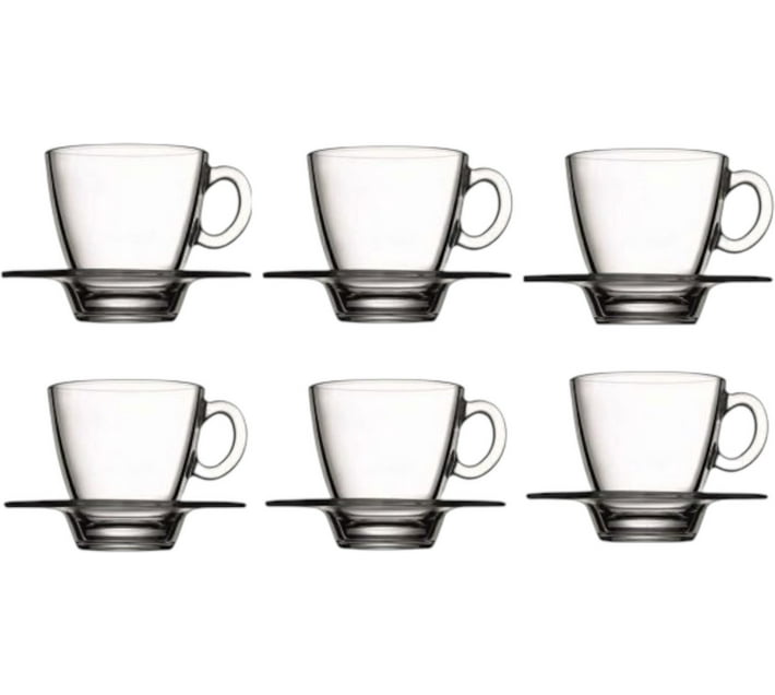 Crockery Centre Pack of 12 Glass (White, Cup and Saucer Set) | Makro