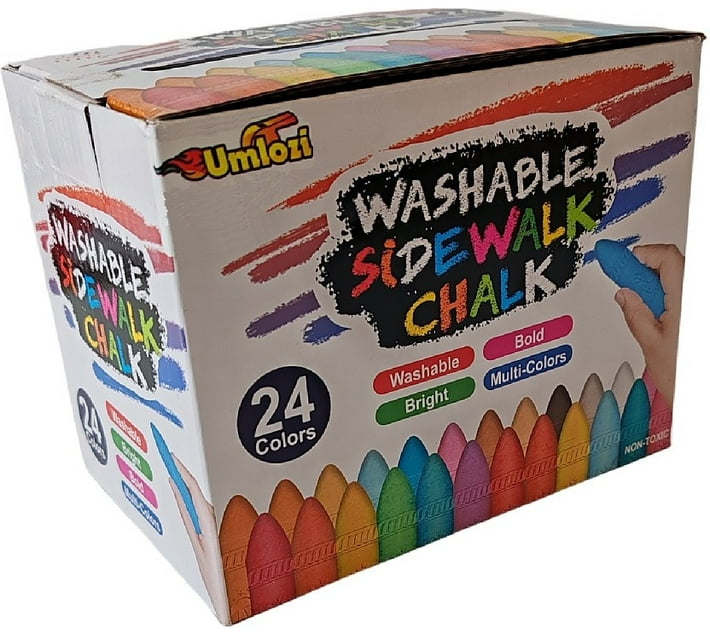 Umlozi Washable Non-Toxic Jumbo Sidewalk Chalk 24 Pack Traditional ...