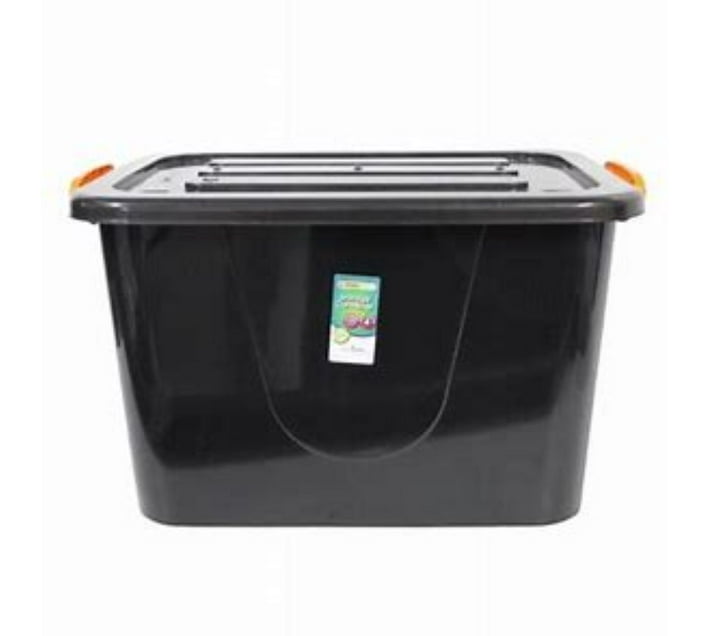 Buy Utility Storage box with lock lid & wheels Storage Box (85 L, Black ...