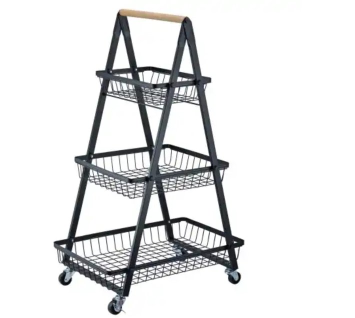 Generic F20-5-6 4-layer Black Storage Rack Steel Kitchen Trolley (Pre ...