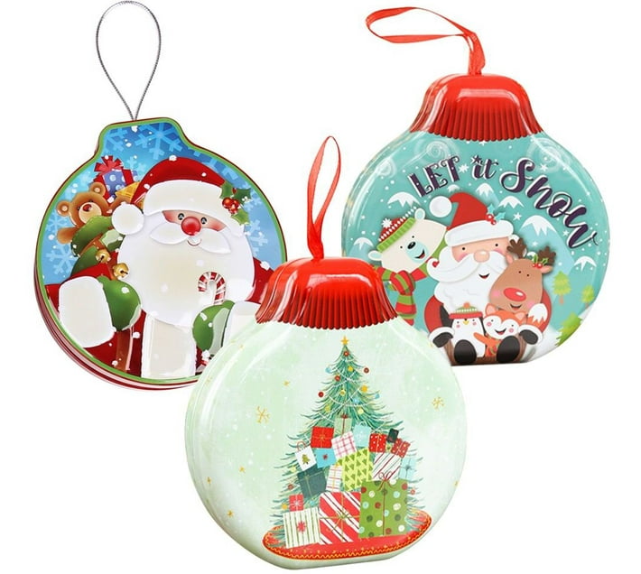 The Good Sport Home Decor Fillable Jolly Christmas Tree Ornament Tin ...