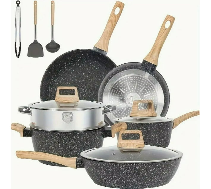 EverythingMART NPSBE: 12 PC Black granite Aluminium Non-Stick Die-Cast ...