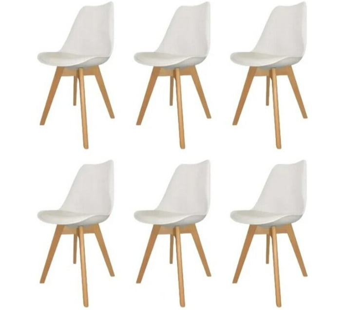 Luna Fabric Dining Chair (Set of 6, Finish Colour - white) | Makro