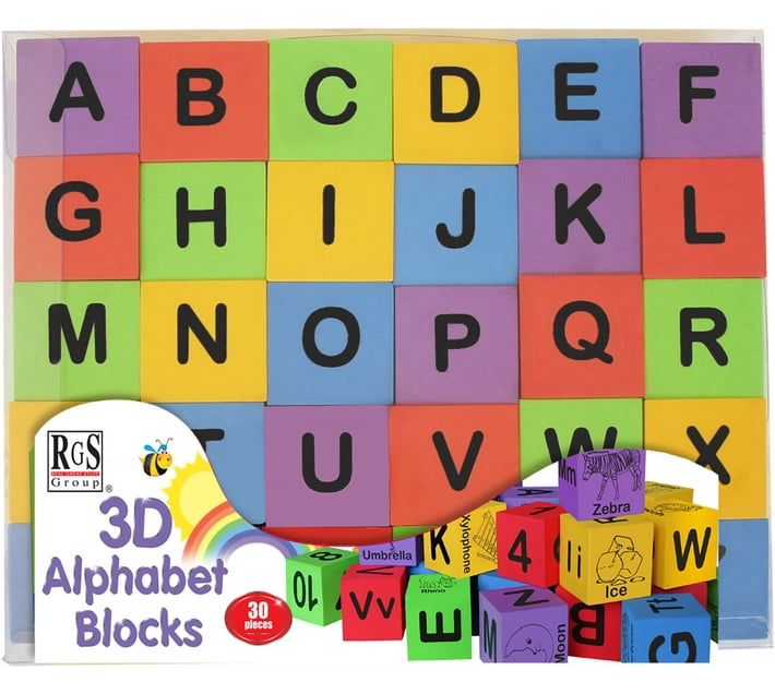 Buy RGS Group 3D Alphabet Blocks Characters (Multicolour) in Bulk ...