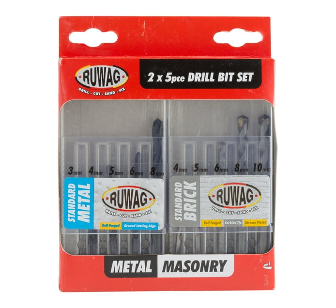 Ruwag 2 x 5 PC Combination Drill Bit Set | Makro