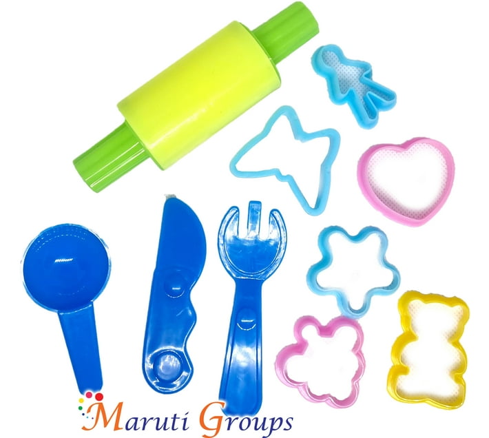 Maruti Groups 10pc Kids Baking Tool Set - Rolling Pin, Fork, Knife, and ...