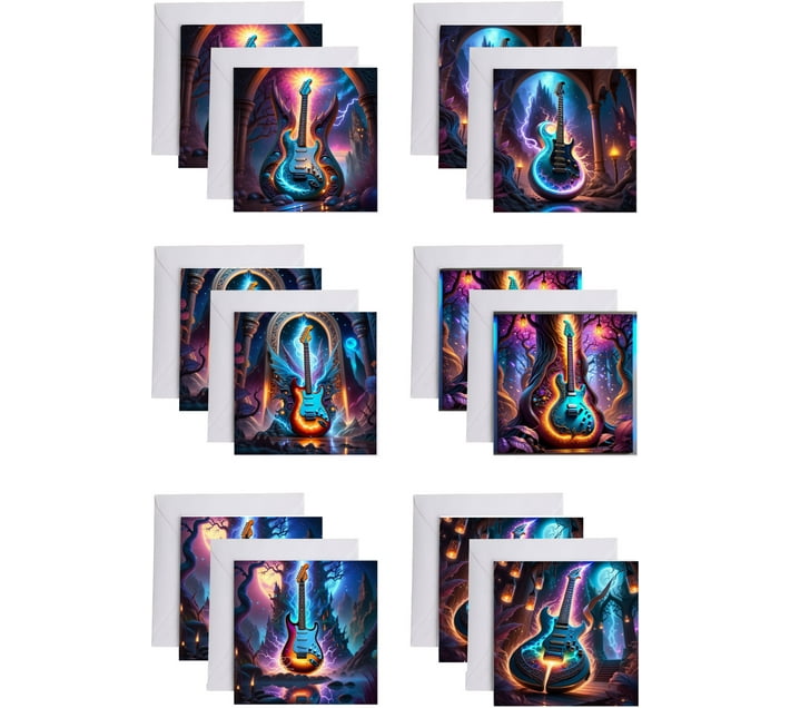 Fantasia Gift Cards - Guitar Fantasy Greeting Card (Pack of 12) | Makro