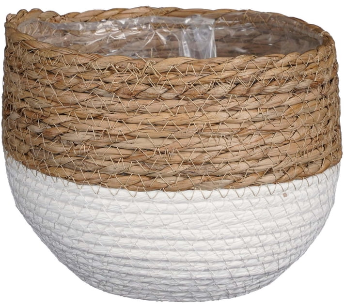 First Dutch Brands Plastic, Seagrass Round Storage Basket (Pack of 1 ...