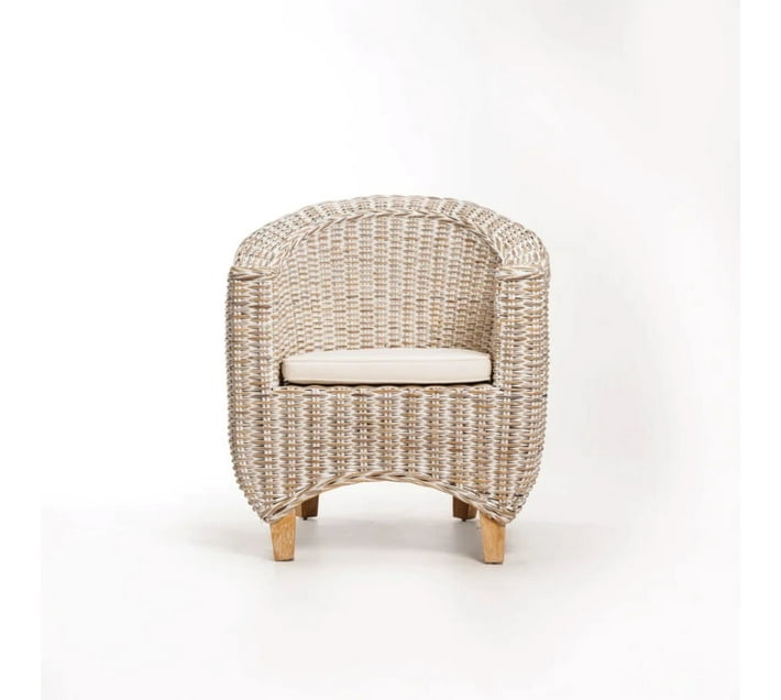 VIVIDITTO LP3005 - WHITEWASH TUB ARMCHAIR Cane Patio Dining Chair ...