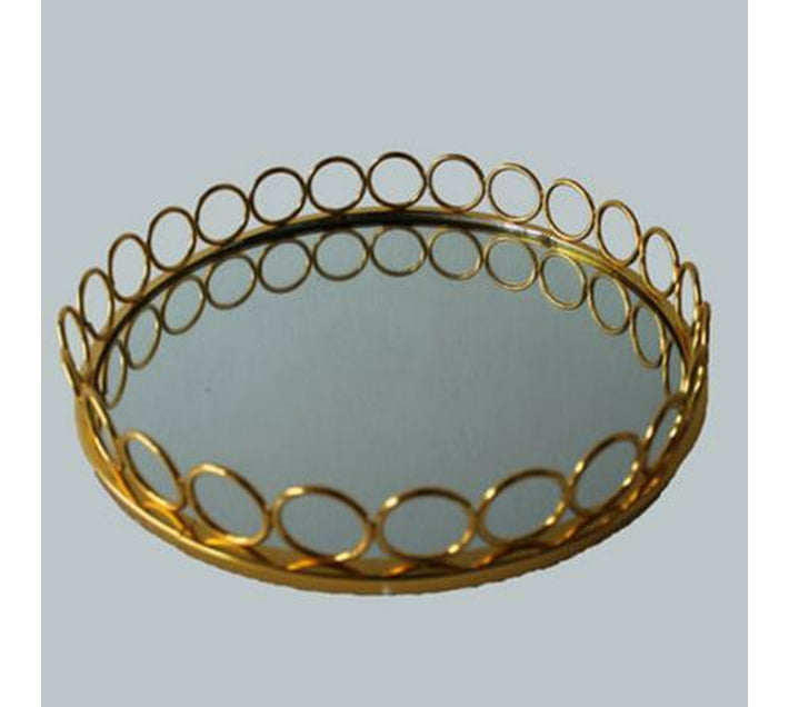 Someone’s in a Makro American Round Loop Mirror Tray Gold - Medium Mood