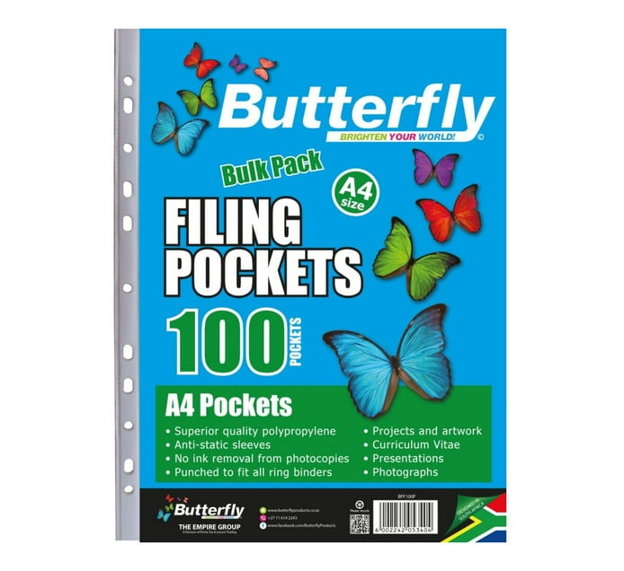 Butterfly A4 Filing Pockets 100-Pack | Makro