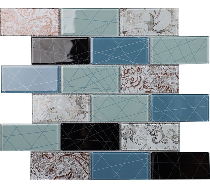 Earthstone Glass Mosaic - Neptune Metro (per sheet) Glossy Modern ...