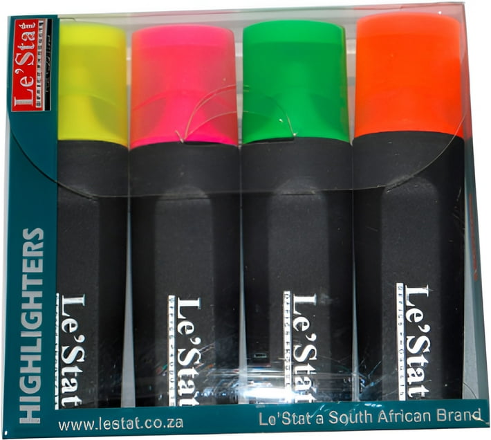 Le stat Neon Chisel Tip Highlighters (Pink, Green, Yellow, Orange) | Makro
