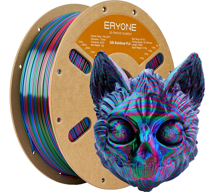 ERYONE Silk Twisted Rainbow Red & Blue & Green 3D Printer Filament ...