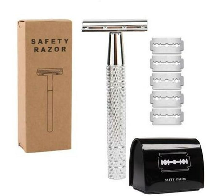 The Great Living Co. Premium Double Edge Shaving Razor with 5 Blades ...