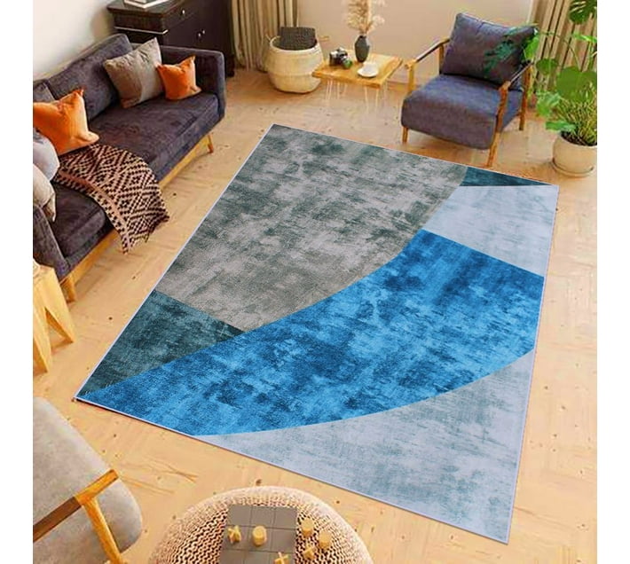 SMTE Grey blue Polyester Area Rug (150 cm, X 200 cm, Rectangle) | Makro