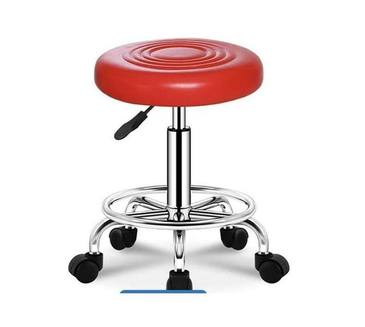 Modern and Adjustable Mini Bar Stool with Wheels - Red | Makro