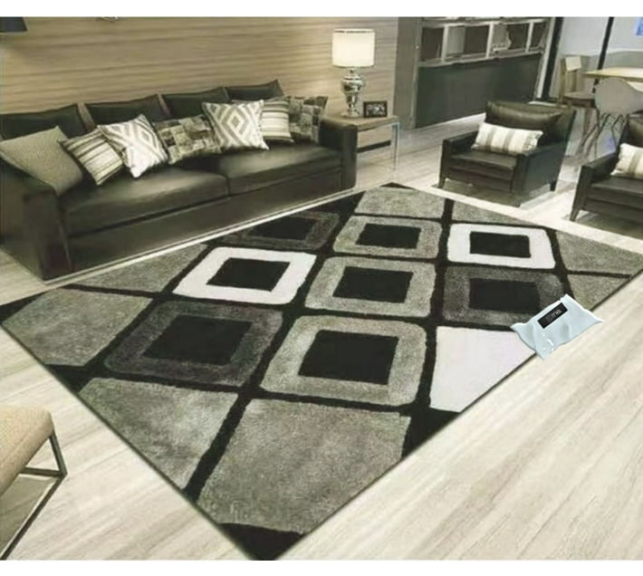 SMTE Grey Polyester Area Rug (150 cm, X 200 cm, Rectangle) | Makro