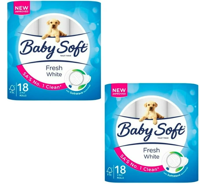 Baby Soft 2 Ply Toilet Paper Roll (Pack of 2 x 18 Rolls) | Makro
