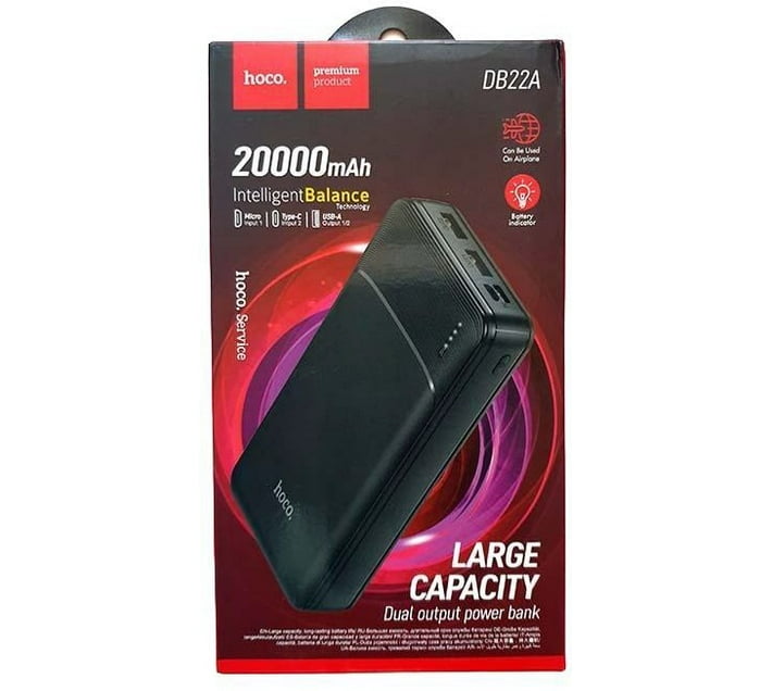 hoco. 20000 mAh Power Bank (Black, Lithium Polymer, Fast Charging for ...