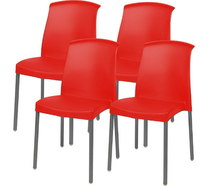 North20 4 RedJenny Plastic Patio Dining Chair (Red, 4, Pre-assembled ...