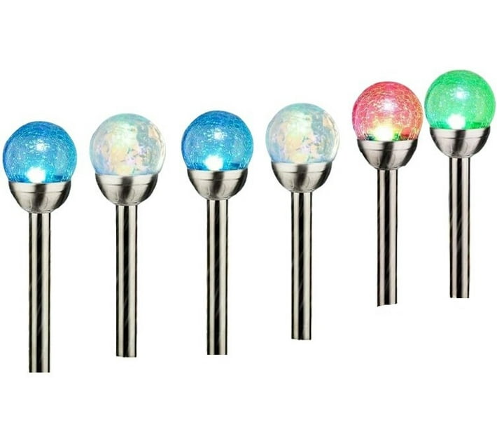 Aerbes AB-TY67 Solar Powered Cracked Glass Effect RGB And White 6 pcs ...