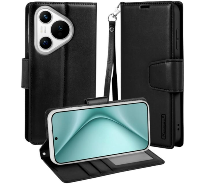 Hanman Classic Flip Leather Wallet Cover for Pura 70 Pro - Black Book ...