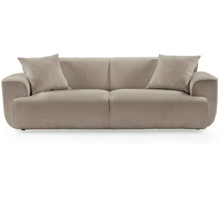 Dreamy Comfort 3 Seater Sofa Couch Polyester 3 Seater Sofa (Finish Colour - Light Brown, Pre ...