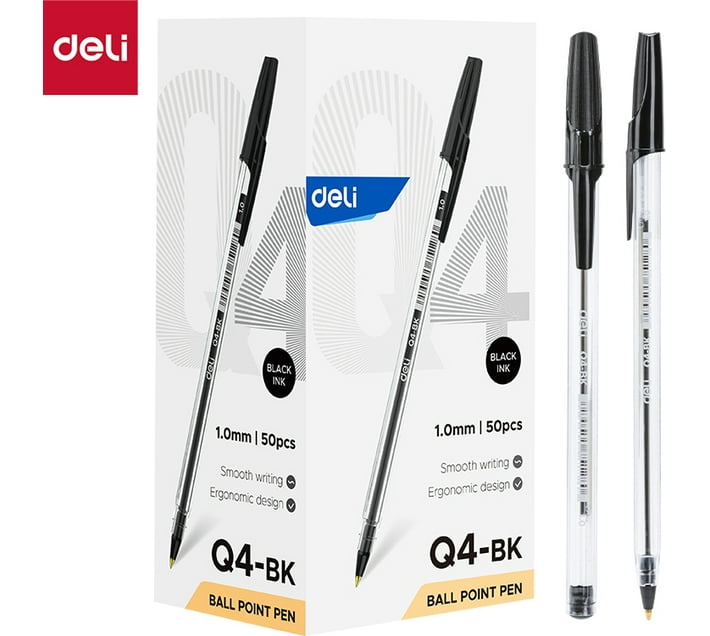 DELI Stationery Deli THINK Ballpoint Pen Ball Pen (Pack of 50, black ...