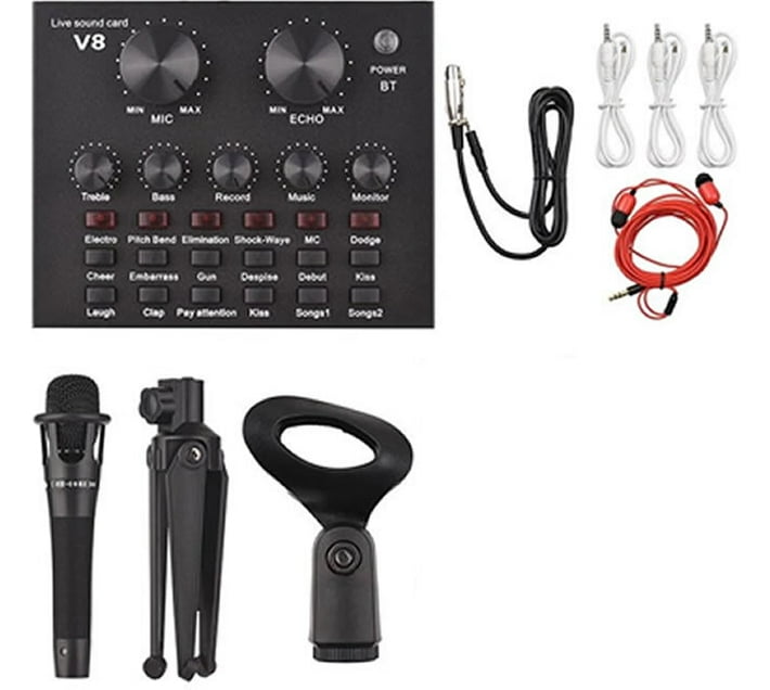 Generic V8 Live Sound Card Interface With Microphone For Live Broadcast ...