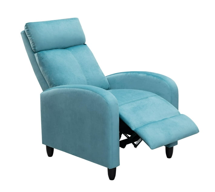 Someone’s in a Makro Velvet Recliner Armchair Sofa - Blue Mood