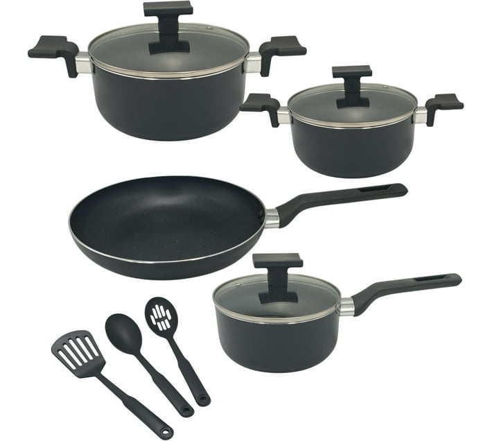 Crockery Centre AD26117 Non-Stick Coated Aluminium Cookware Set (10 ...