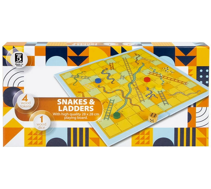 Buy General Merchandise Game Snakes and Ladders Wood Pieces 28cm x 28cm ...