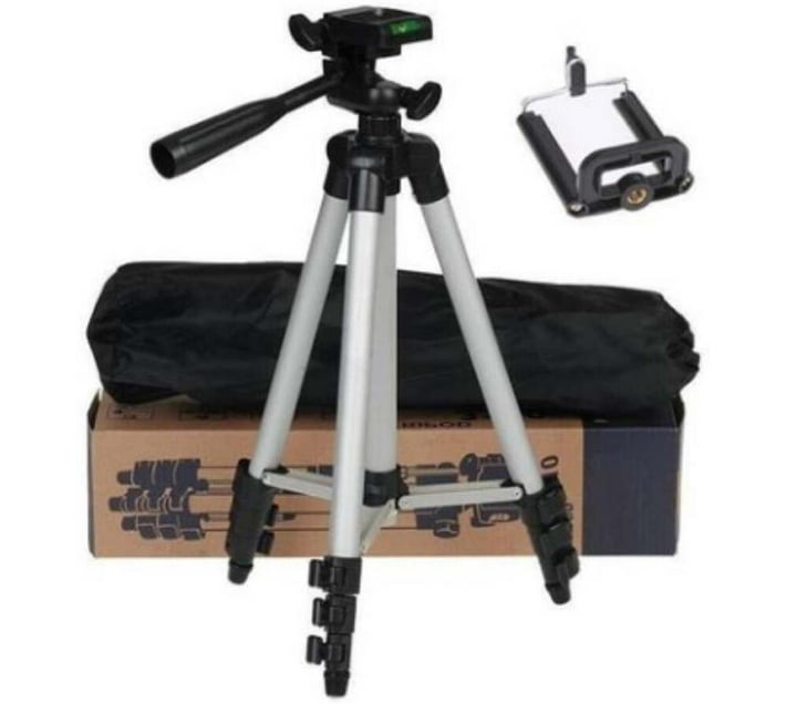 Lightweight Aluminium Tripod with Phone Holder Tripod Kit (Black ...