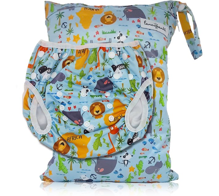 Bamboo Baby Swimming Nappy & Wetbag Combo - Africa Pant Diapers - L ...