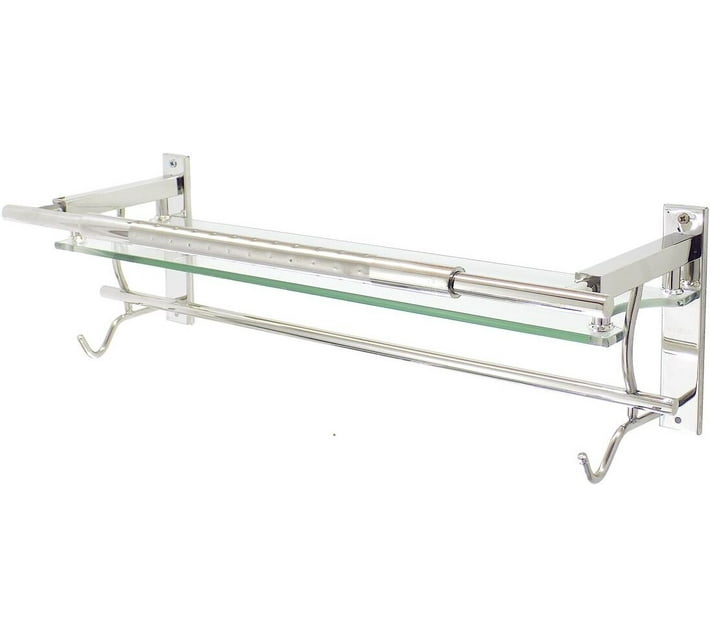 HomewareOnline Wall Mount Glass Shelf & Towel Rack Stainless Steel ...