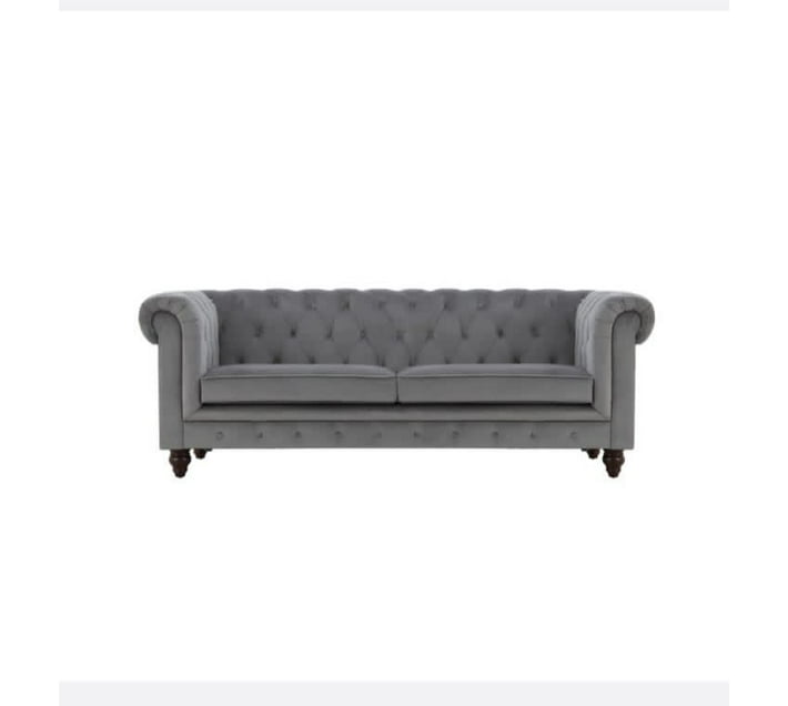 AMAZON CHESTERFIELD SOFA-GREY 768954390009 Velvet 3 Seater Sofa | Makro