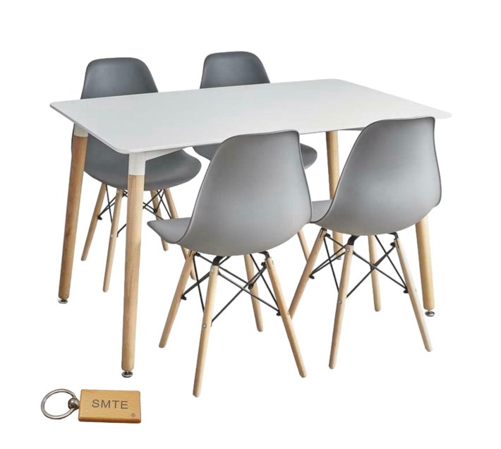Someone’s in a Makro Dining Table & 4 Wooden Dining Chairs - Grey +Smte Keyring Mood