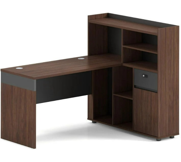 Buy SMTE ZY1502 L-Shaped Office Desk with Shelves and Drawer ...