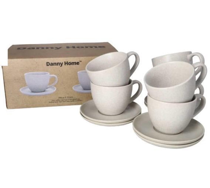 Dannyhome Pack of 12 Ceramic Speckled Cup & Saucer 12pcs 250ml Dinner ...