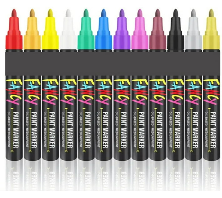 Miss Bliss Imports 12 Fancy Oil Based Permanent Paint Markers 3.0mm ...