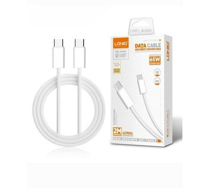 LDNIO USB Type C To USB Type C 2 m Fast Type C Charging Cable 65Watt Type C to Type C 2 Meter ...