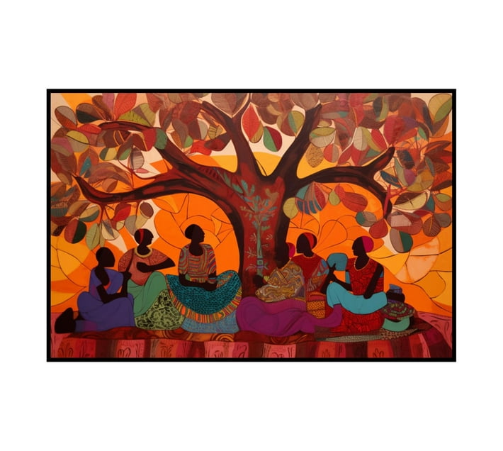 Someone’s in a Makro Canvas Wall Art - African Villagers Under a Tree ...