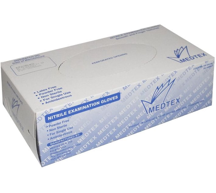 Medtex Nitrile Examination Gloves Powder free- Large Nitrile Safety ...