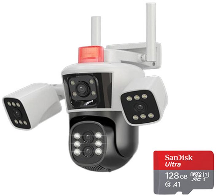 WiFi Camera 3 Lens Indoor & Outdoor Security Camera (128 GB) | Makro
