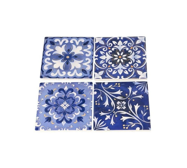 Someone’s in a Makro Navy Square Porcelain Absorbent Floral Printed ...