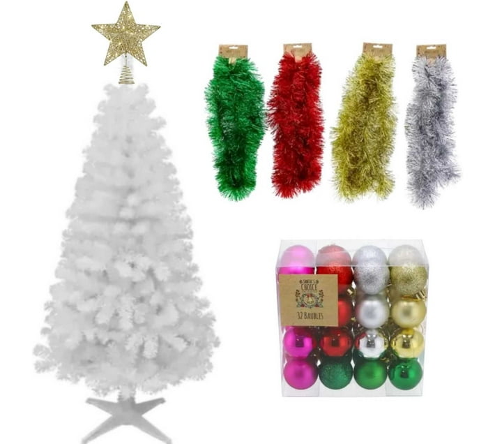 Buy CHRISTMAS TREE SANTA'S CHOICE Artificial Christmas Tree (White ...