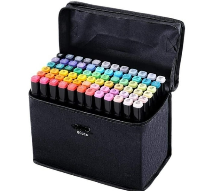 SM Oil-Based Thick Coloring Marker Pen Set 80pcs (Multicolour) | Makro